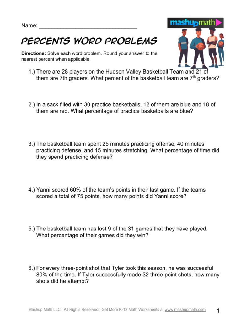 Percents+Word+Problems+(A) | PDF