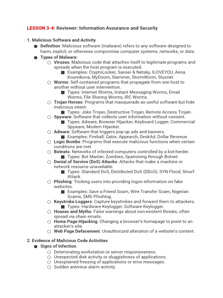 LESSON 3-4_ Reviewer | PDF | Malware | Computer Virus