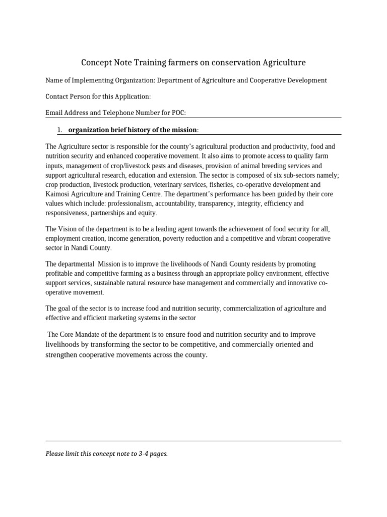 Concept-Note-Training Farmers On Conservation Agriculture | PDF ...