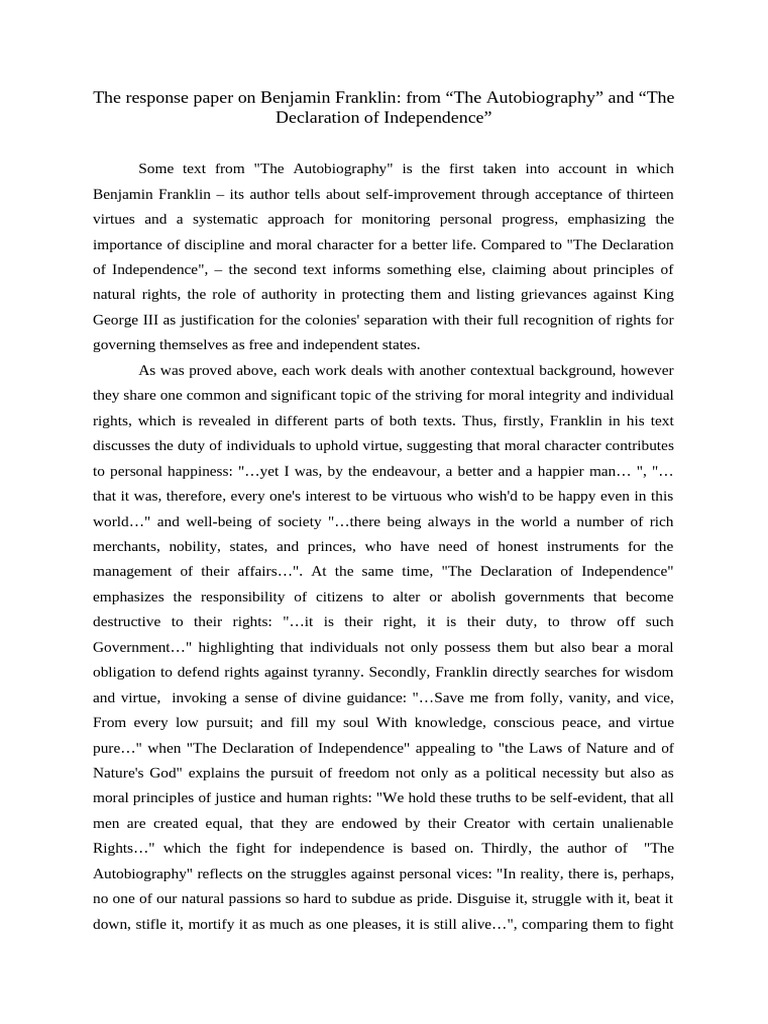 Liliia Taras The Second Response Paper On Literature | PDF | Virtue ...