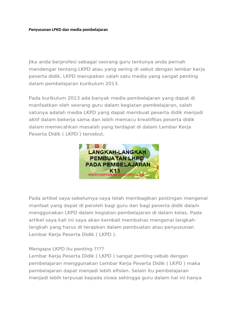 Penyusunan LPKD dan media pembelajaran | PDF