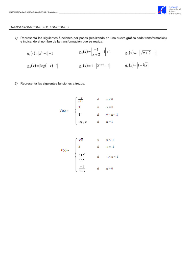Transformaciones de Funciones | PDF