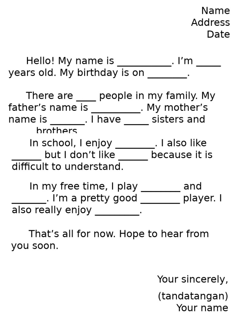 2023 Bahan_Sample letter to penpal | PDF