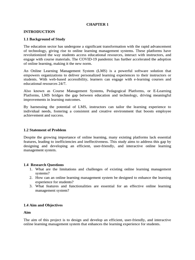 Theophilus Project (ONLINE LEARNING MANAGEMENT SYSTEM) | PDF | Educational Technology | Learning