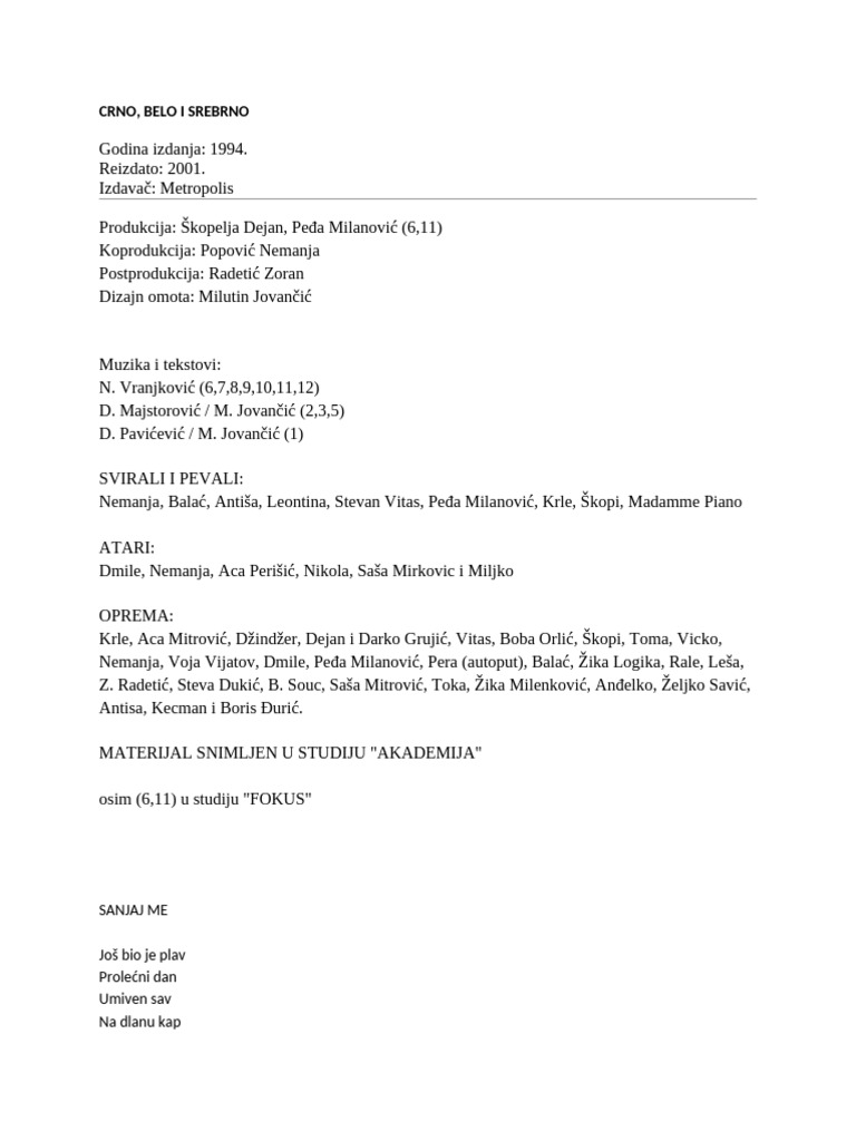 1994 - Crno, belo i srebrno | PDF