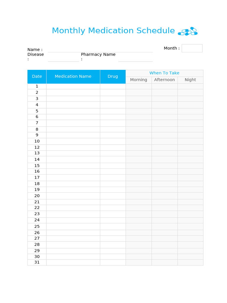 Medication Schedule Template 11 | PDF