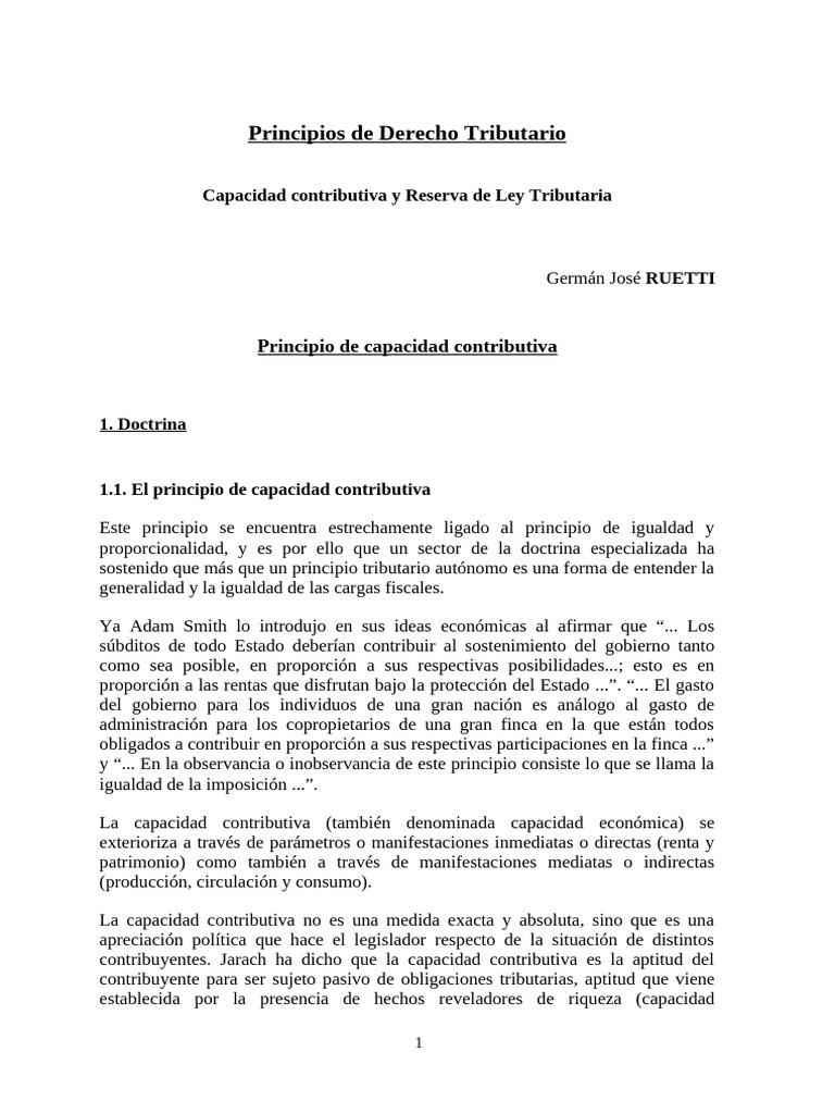Principio de Capacidad Contributiva Tributaria | PDF | Impuestos ...