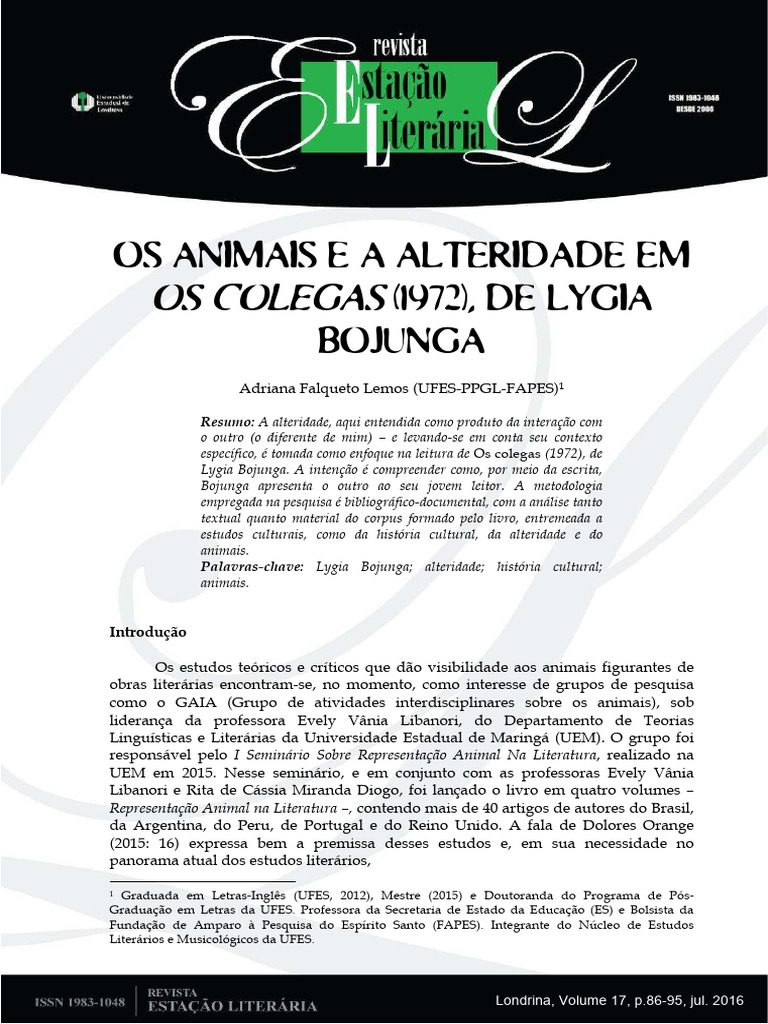 Alteridade e Animais em Bojunga | PDF | Pensamento | Vida