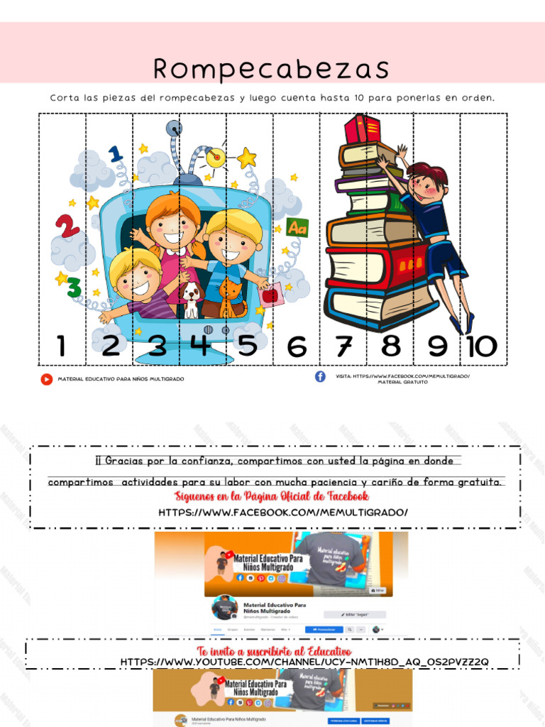 Numeros Naturales 1-10 en Rompecabezas | PDF