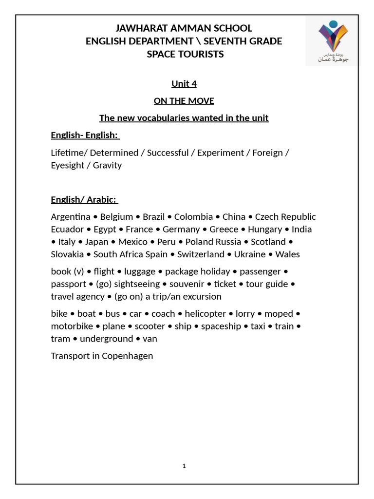 Booklet 1 Grade 7 Unit 4 | PDF | Linguistics