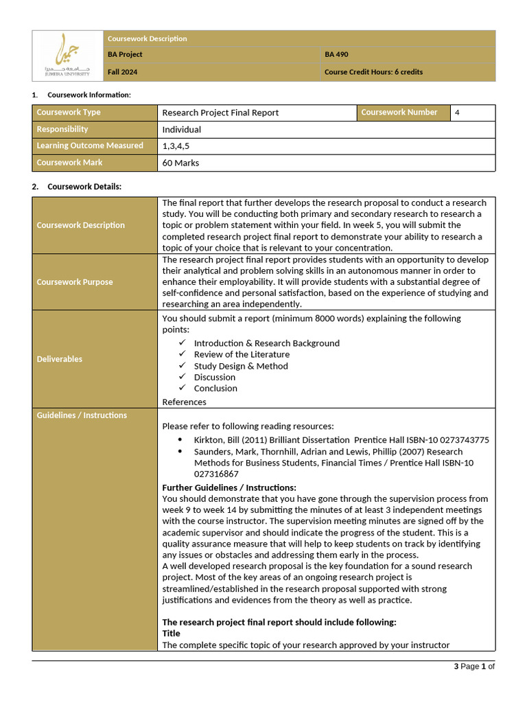 BA 490 Research Project Final Report | PDF | Cognition | Methodology