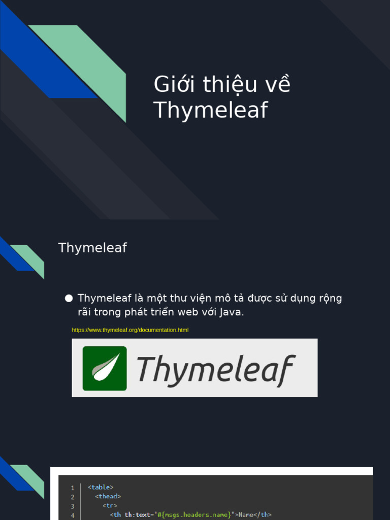 10 03. Gioi Thieu Ve Thymeleaf | PDF