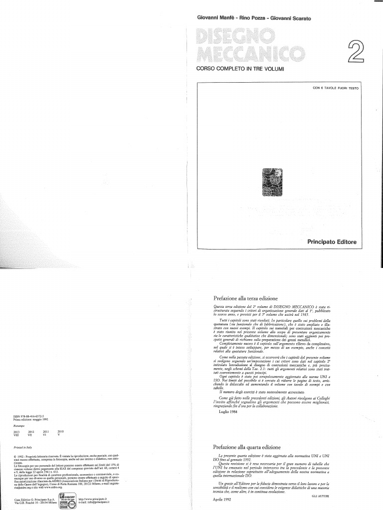 Disegno Meccanico Vol. 2 - G. Manfè, R. Pozza, G. Scarato | PDF