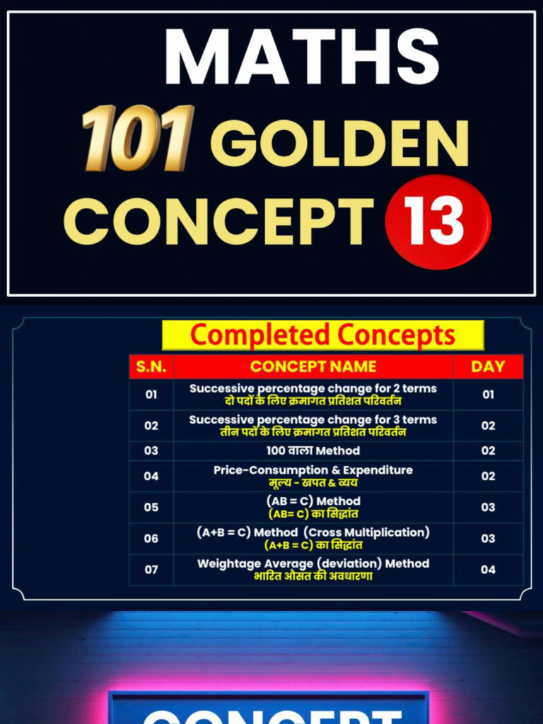 Maths (101 Golden Concept-13) Classnotes | PDF