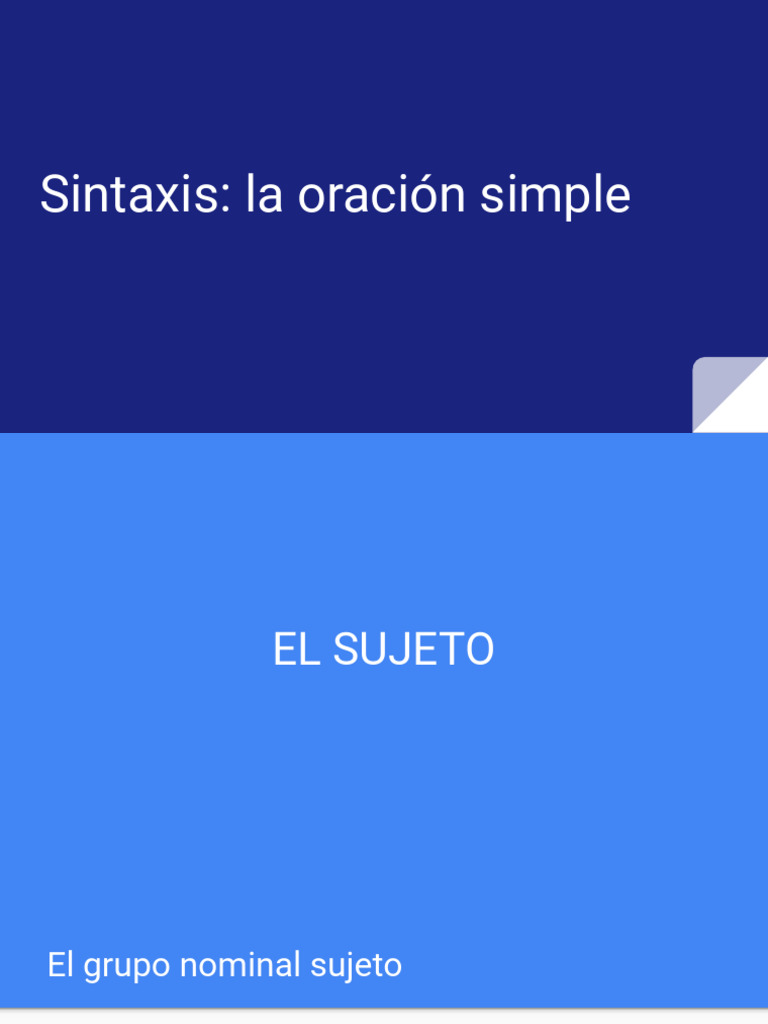 Sintaxis - La Oración Simple | PDF | Verbo | Asunto (gramática)