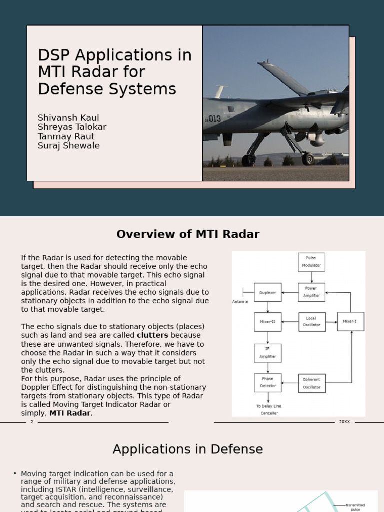 DSP Applications in MTI Radar For Defense Systems | PDF | Radar | Digital Signal Processor