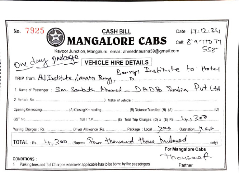 Mangalore Cab - 17.12.24 | PDF