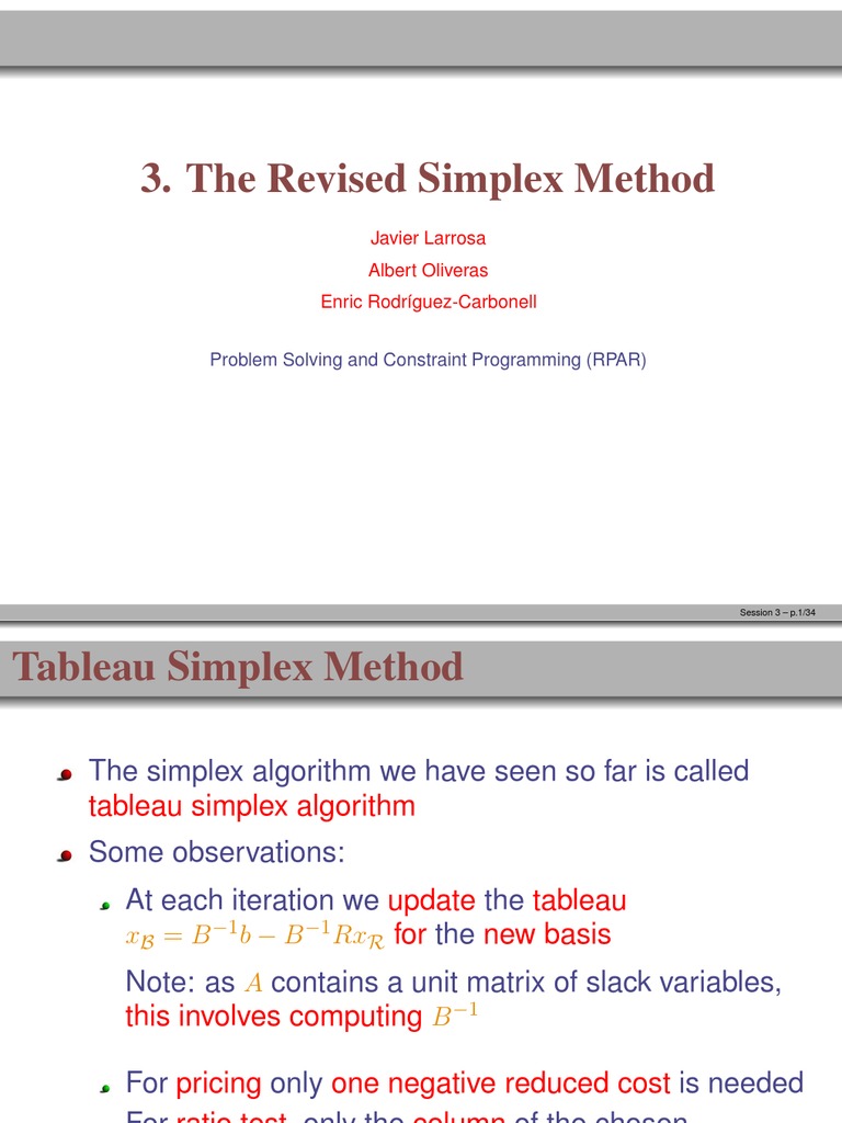 Revised Simplex Method Overview | PDF | Teaching Methods & Materials ...