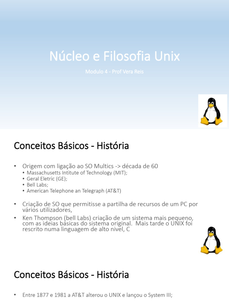 SO - Modulo 4 Núcleo e Filosofia Unix | PDF | Linux | Unix