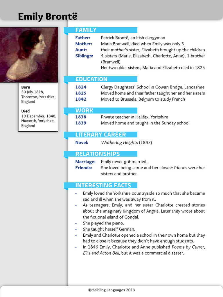 Emily Bronte Bio | PDF