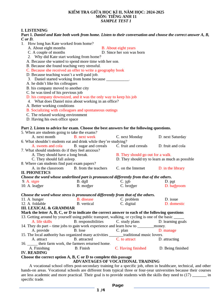 English 11 Midterm Exam Sample 2024-2025 | PDF