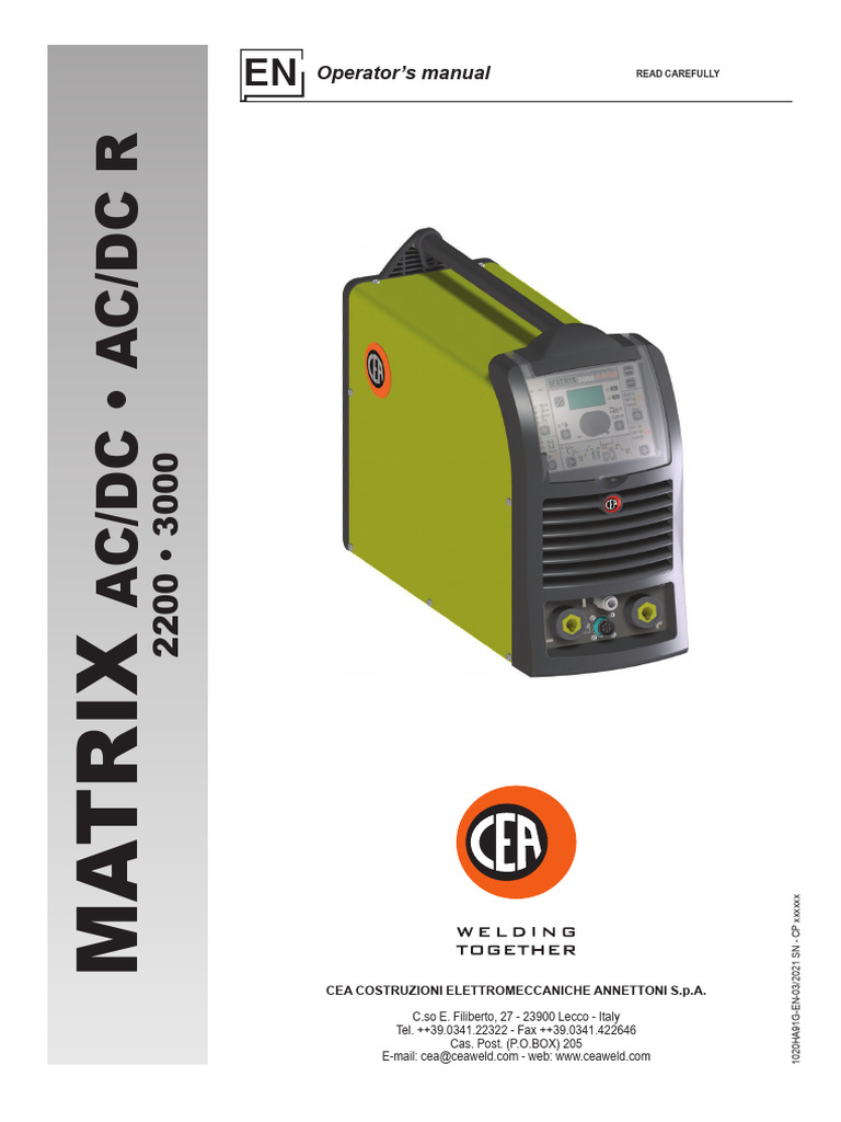 CEA-Matrix-2200-Manual | PDF | Welding | Construction