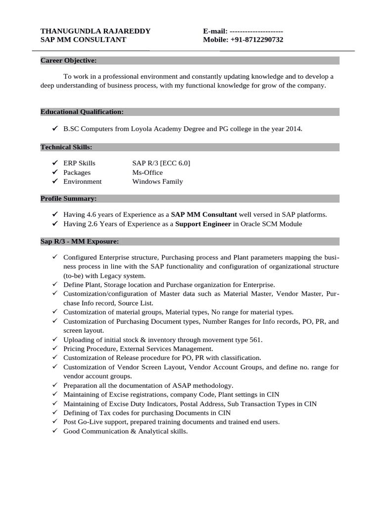 RAJA REDDY-SAP MM-4 YRS (1) | PDF | Accounts Payable | Enterprise ...