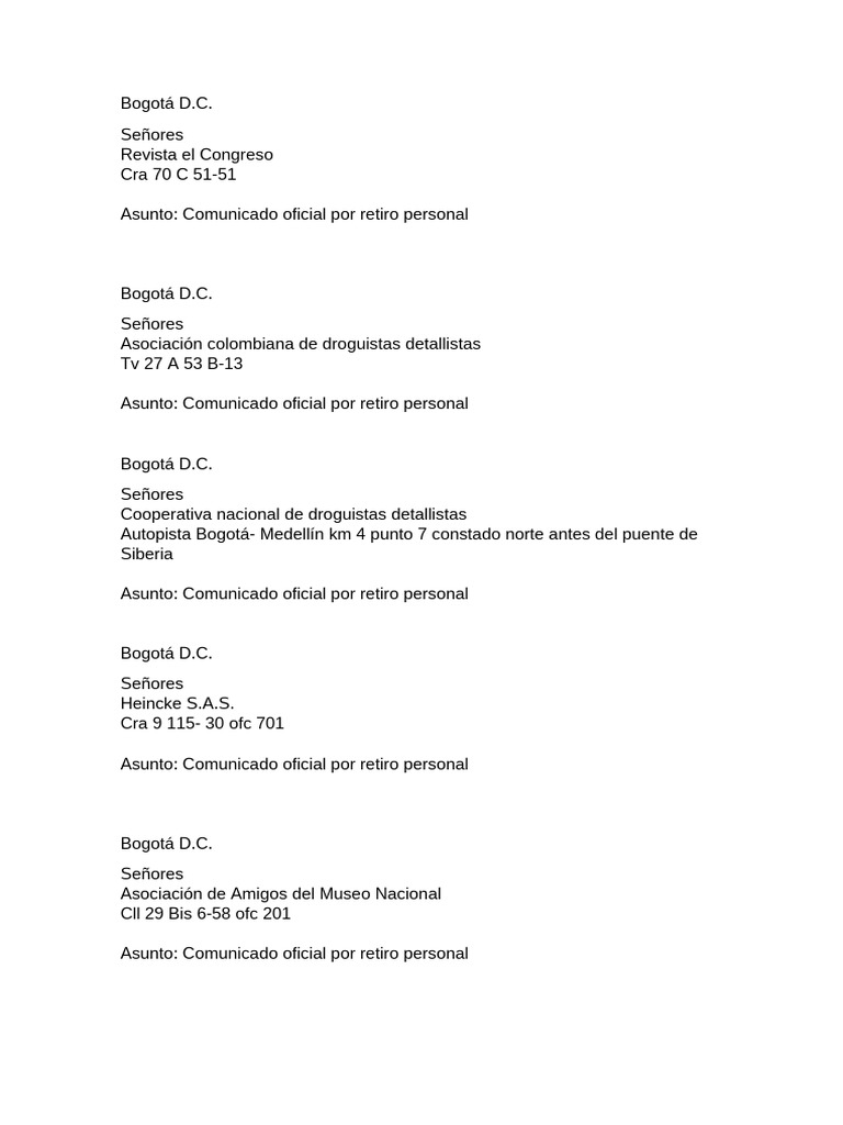 Caratulas Comunicado Oficial Por Retiro Personal | PDF