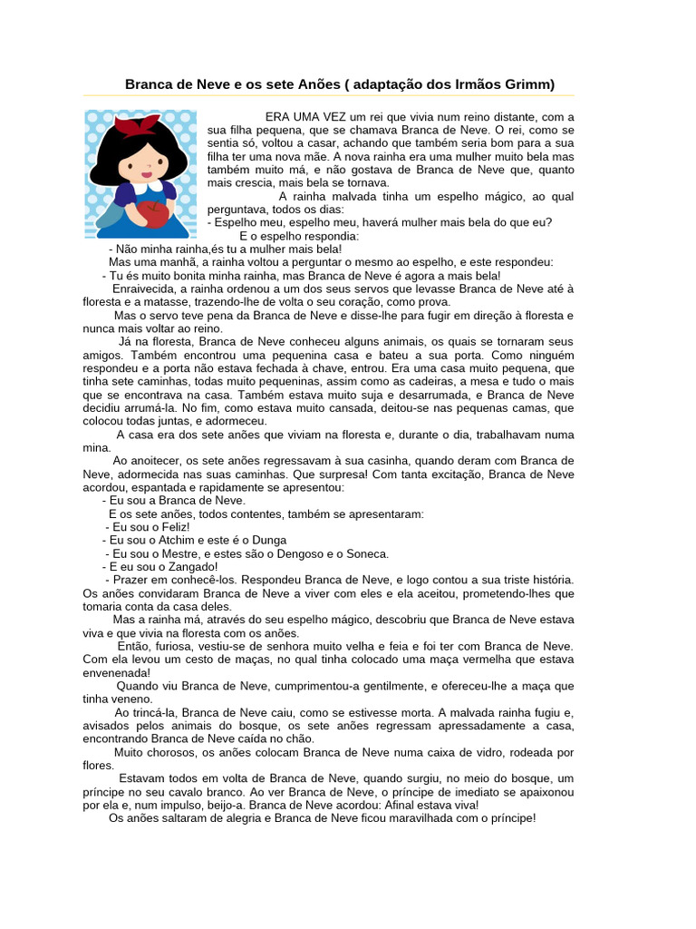 Branca de Neve e Os Sete Anões | PDF