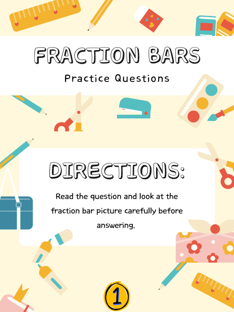 Yellow and Blue Playful Illustration Fraction Bars Questions ...