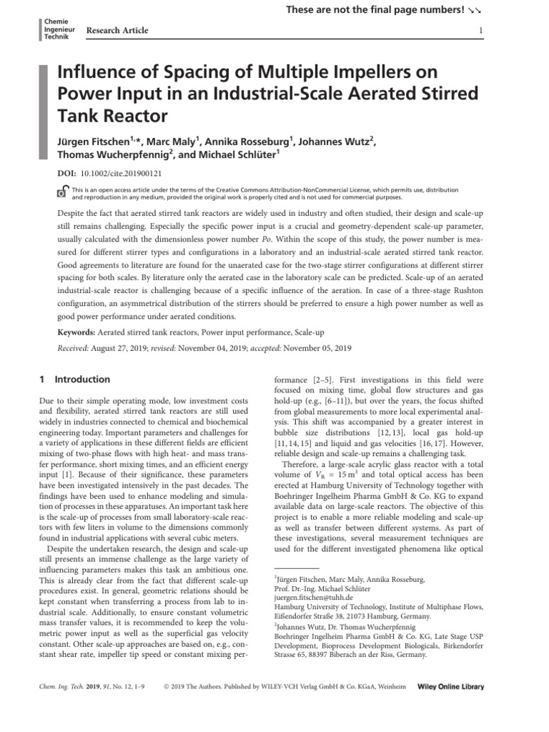 Influence of Spacing of Multiple Impellers On Power Input in An ...