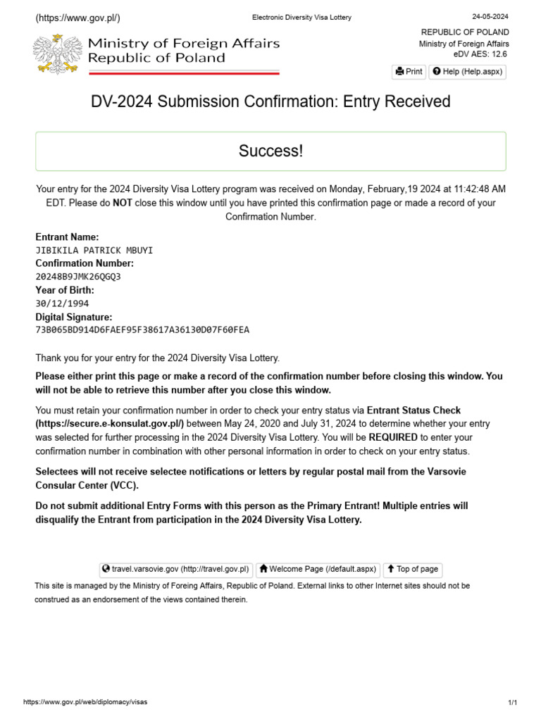 Electronic Diversity Visa 2024 | PDF | Travel Visa | Immigration