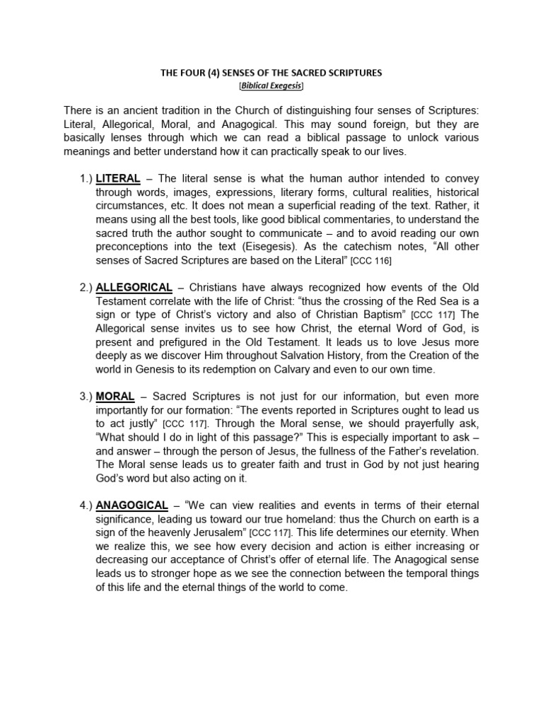 The 4 Senses (Scriptures) | PDF | Jesus | Bible