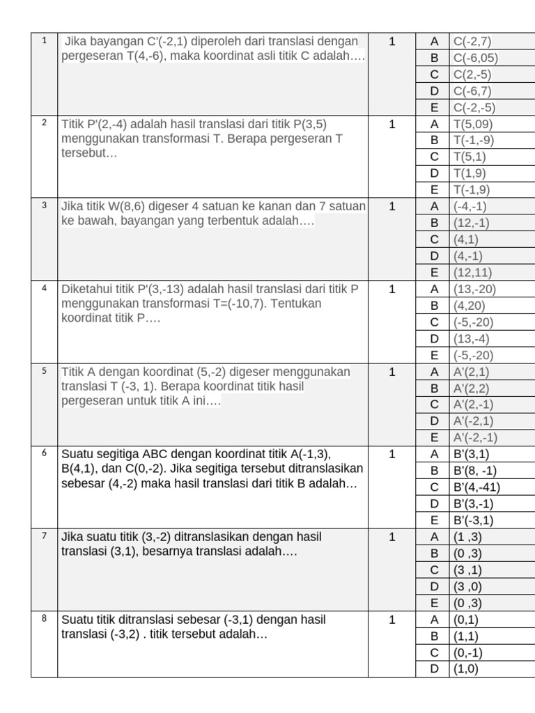 Soal Psat HJ - Nia Matlan Xi Genap 2024 | PDF