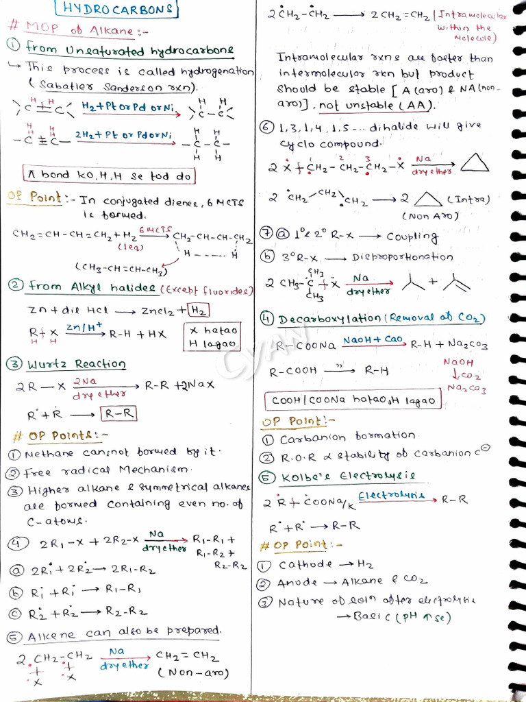 Printable Hydrocarbons Short Notes | PDF