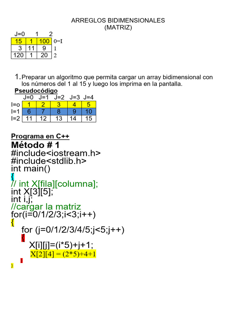 Arreglos Bidimensionales - T - 05 para Alumnos | PDF