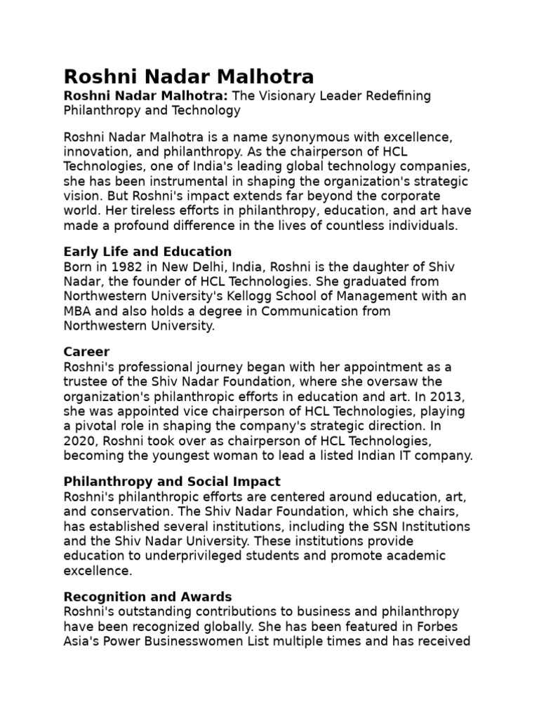 Roshni Nadar Malhotra | PDF