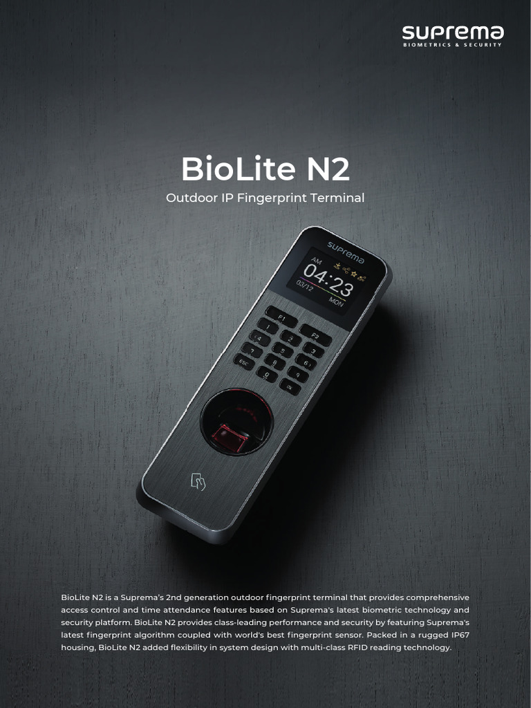 Suprema BioLite N2 Fingerprint Terminal | PDF | Electronics | Computer ...
