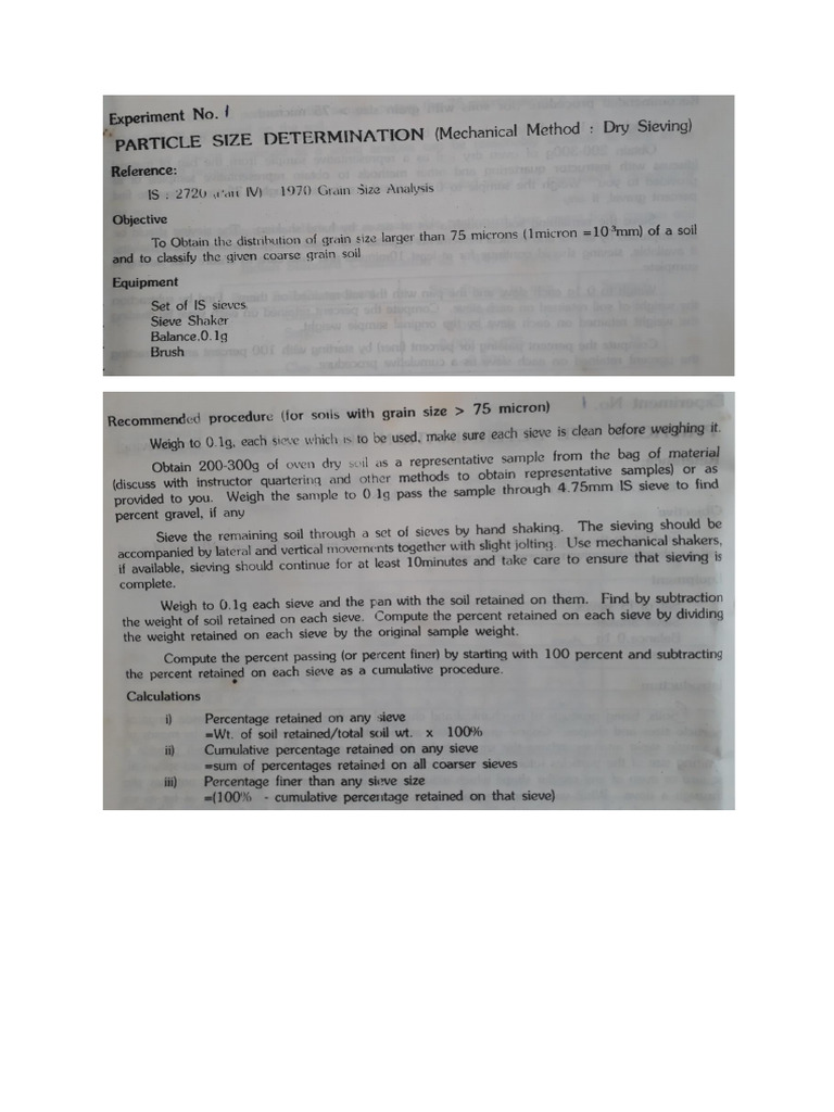 Soil Mech Lab Exp 1 To 7 | PDF