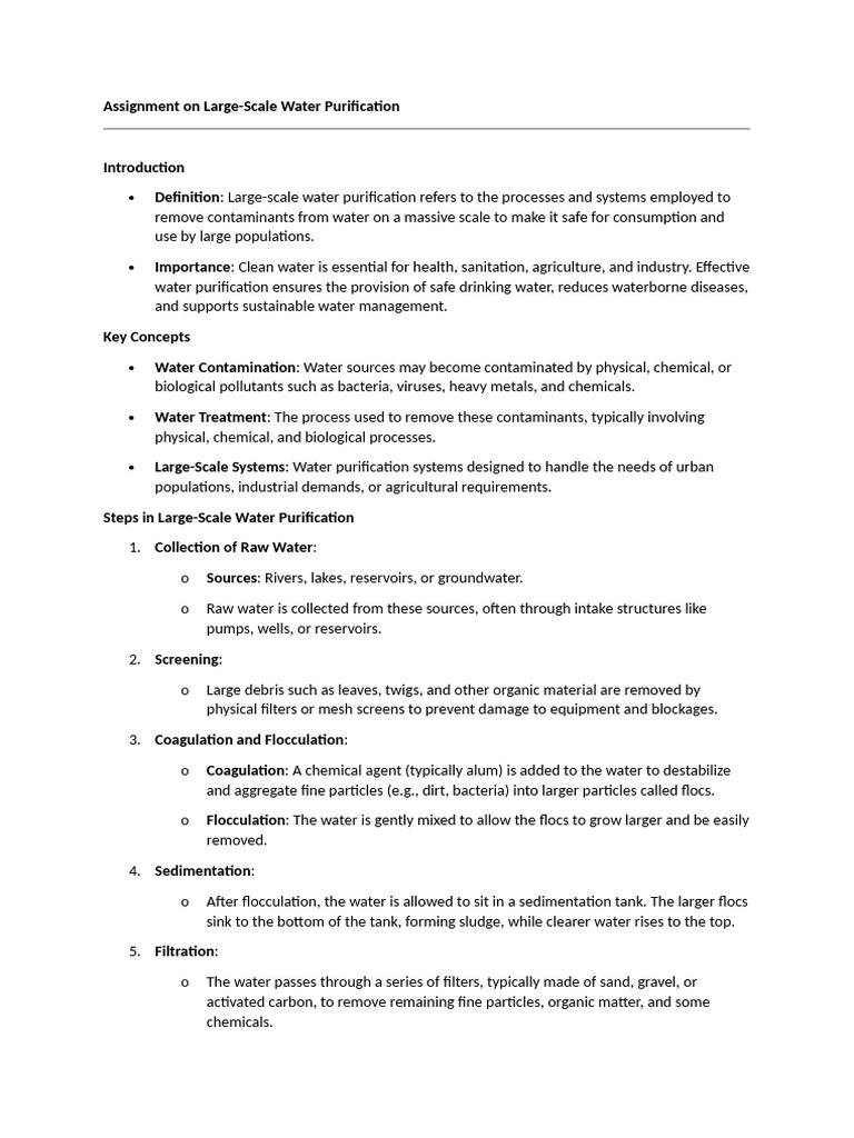 Large-Scale Water Purification Overview | PDF | Water Purification | Water