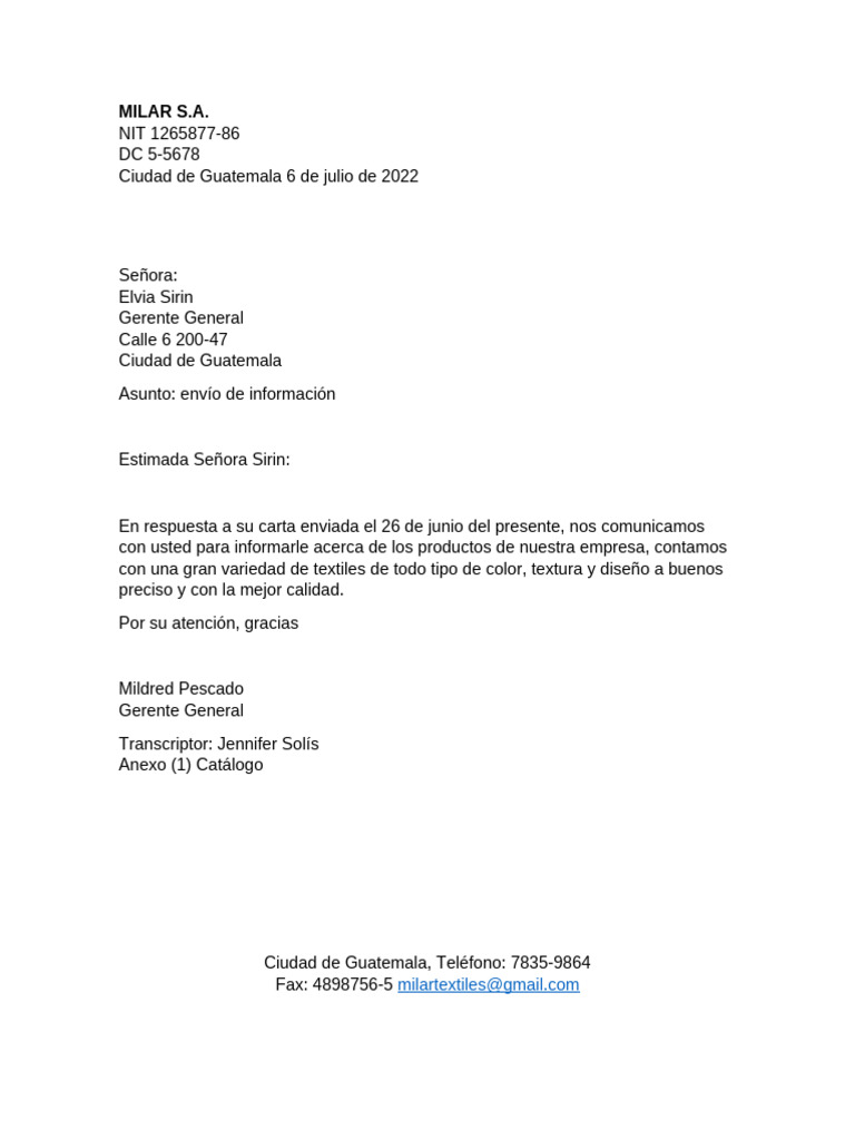 Carta 3 Envío | PDF