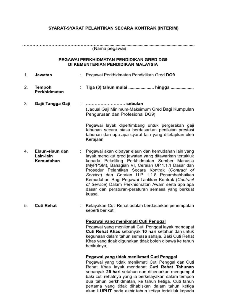 Syarat Kontrak (Interim) Lki | PDF