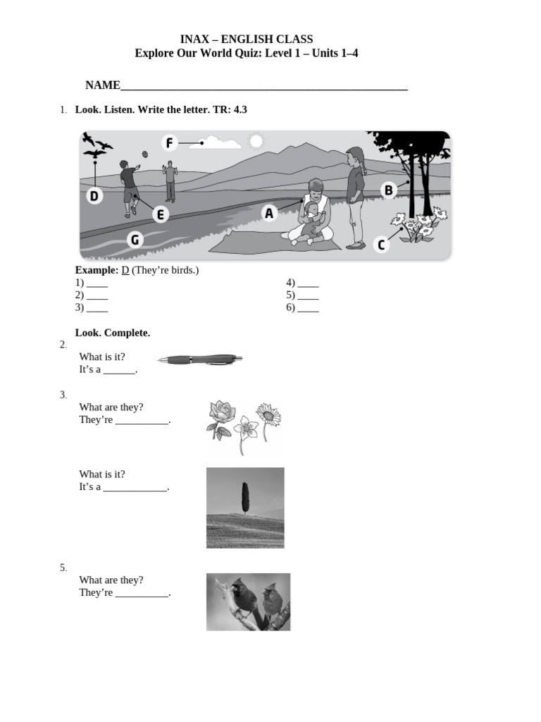 Explore Our World Quiz: Level 1 | PDF