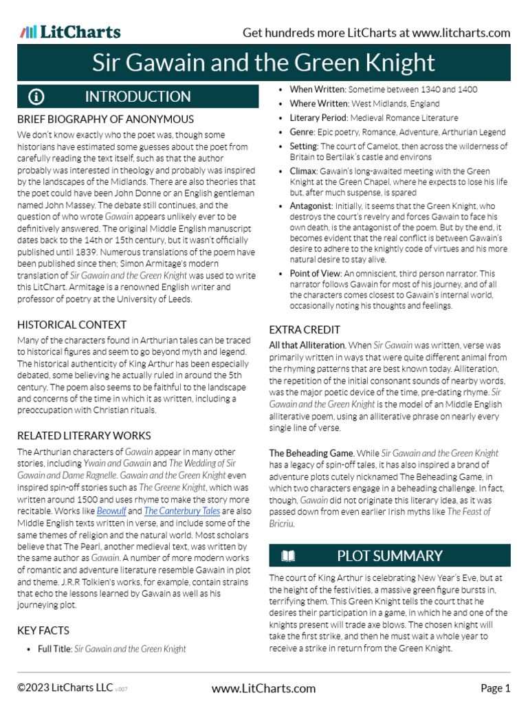 Chivalry and Trials in Gawain's Quest | PDF | Green Knight | Gawain