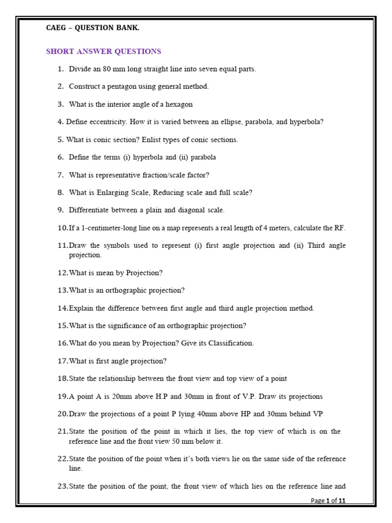 Short & Long Answer Questions Students | PDF | Geometry | Analytic Geometry