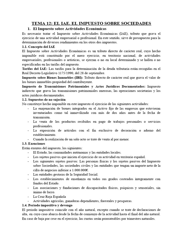 Tema 12 - El Iae | PDF | Impuestos | Economias