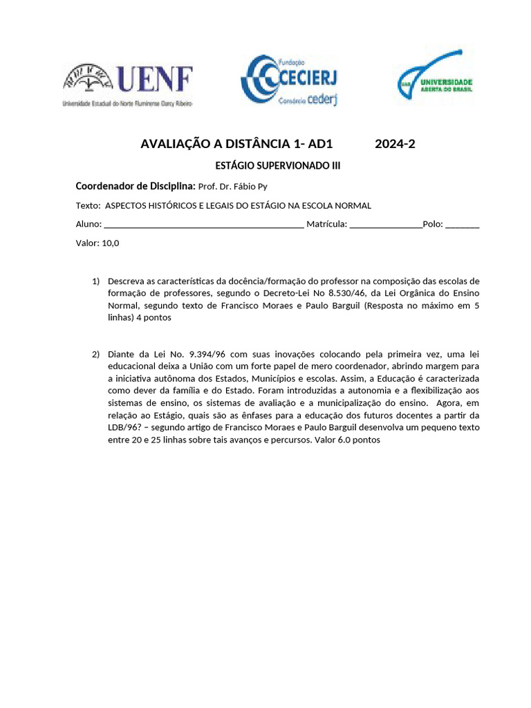 Ad1-Estágio 3 | PDF