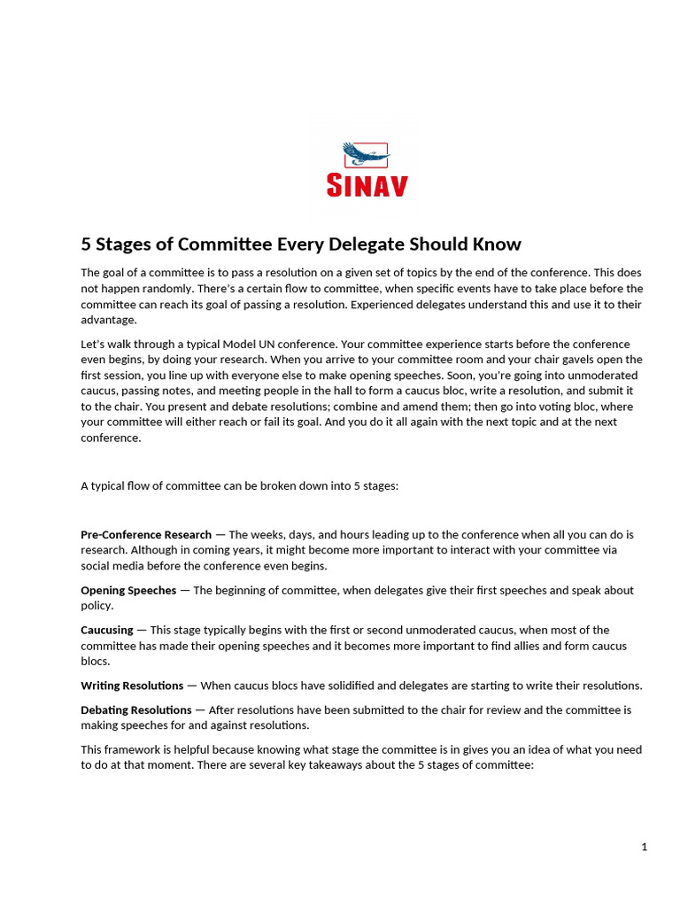 Five Stages of Committee Every Delegate Should Know | PDF | Committee