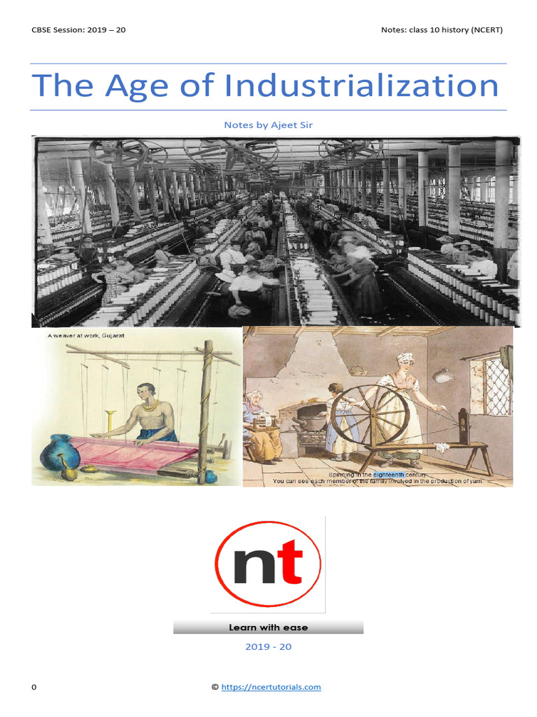 Class 10 History: Age of Industrialization Notes | PDF | Industrial ...