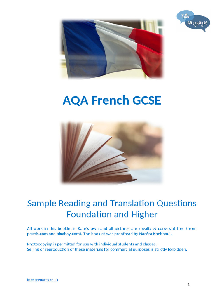 Questions de lecture AQA GCSE Français | PDF